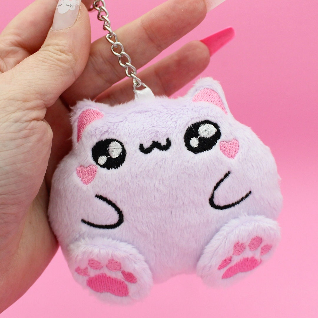 Cute Anime Cat Kawaii Plush Kitty Keychain - Cute Keychains - Cat Plush ...