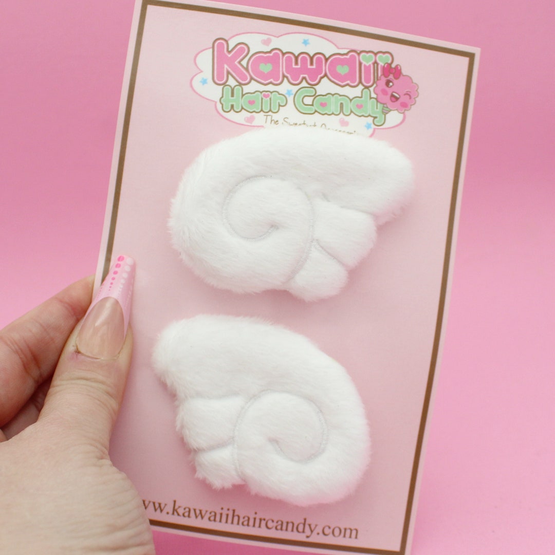 Kawaii Angel Wing Plush Hair Clip Set - Etsy