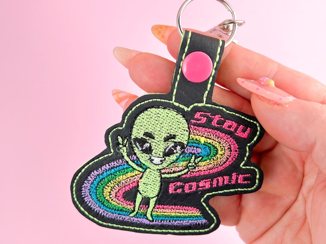 Stay Cosmic Rainbow Alien Keychain, Cute Alien Bag Charm, Space ...