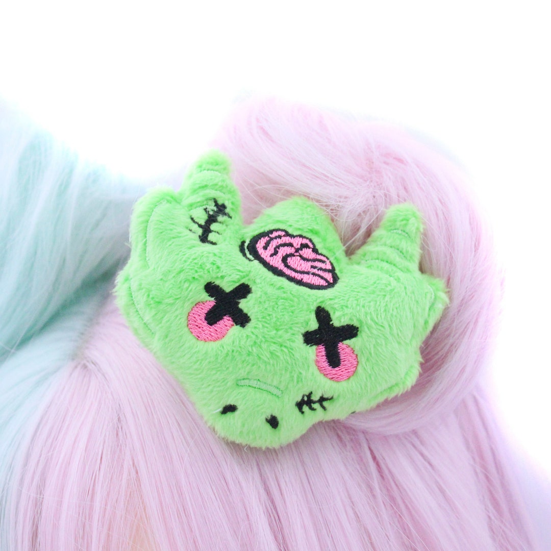 Plush Anime Style Kawaii Undead Zombie Dragon Hair Clip, Dragon Lover ...