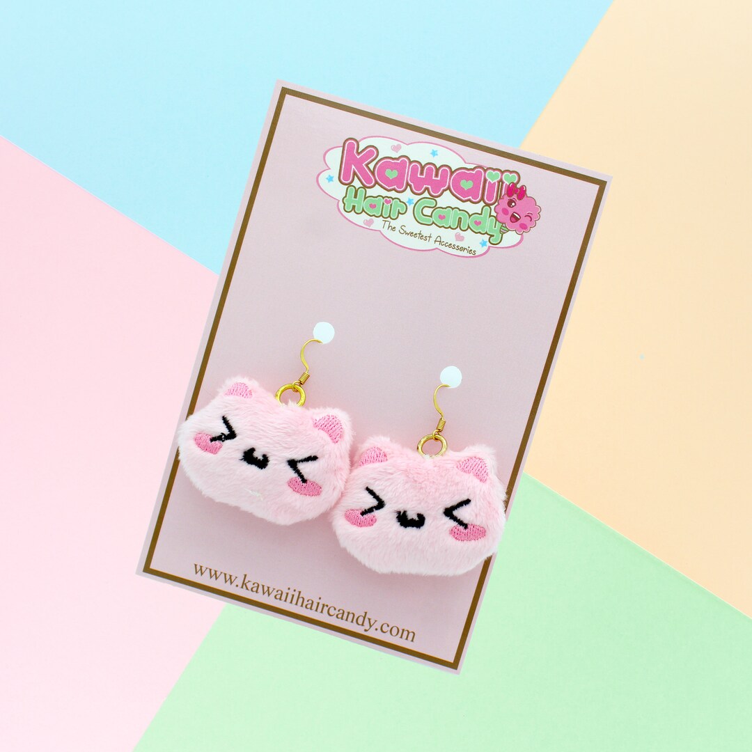 Super Cute Kawaii Cat Plushie Anime Earrings Cool Earrings - Etsy