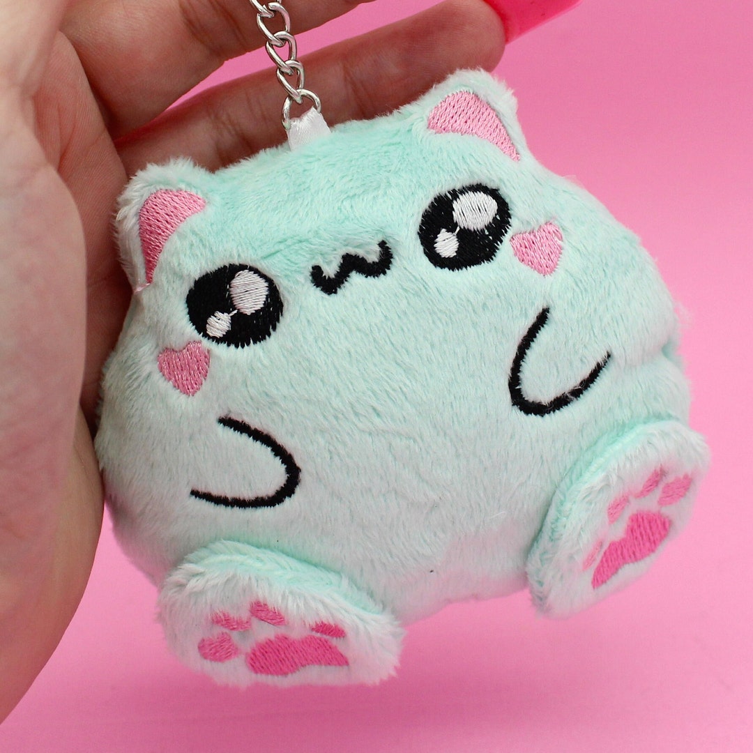 Cute Anime Cat Kawaii Plushie Kitty Keychain - Cute Keychains for Women ...
