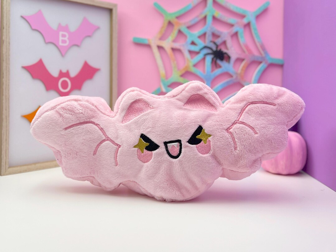 Giant Pink Plush Bat Pillow, Creepy Cute Pastel Goth Home Decor, Kawaii ...