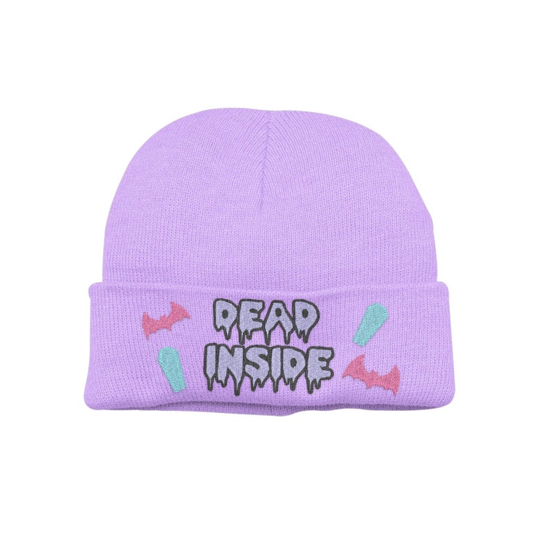 Super Cute Kawaii Pastel Goth Dead Inside Beanie Hat Teen - Etsy