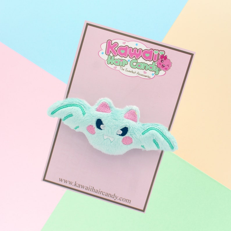 Super Cute Kawaii Mint Bat Plush Hair Clip Harajuku Clothing - Etsy