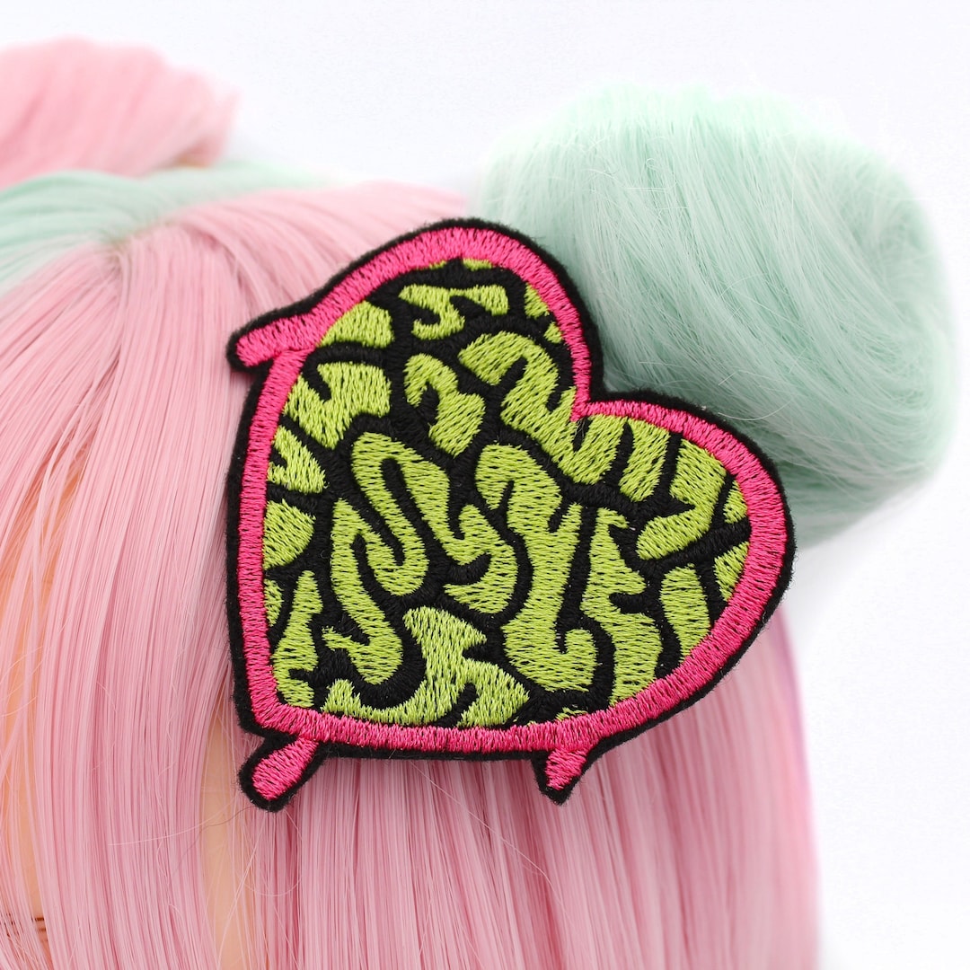 Rockabilly Zombie Brains Bleeding Heart Hair Clip - Hair Accessories ...
