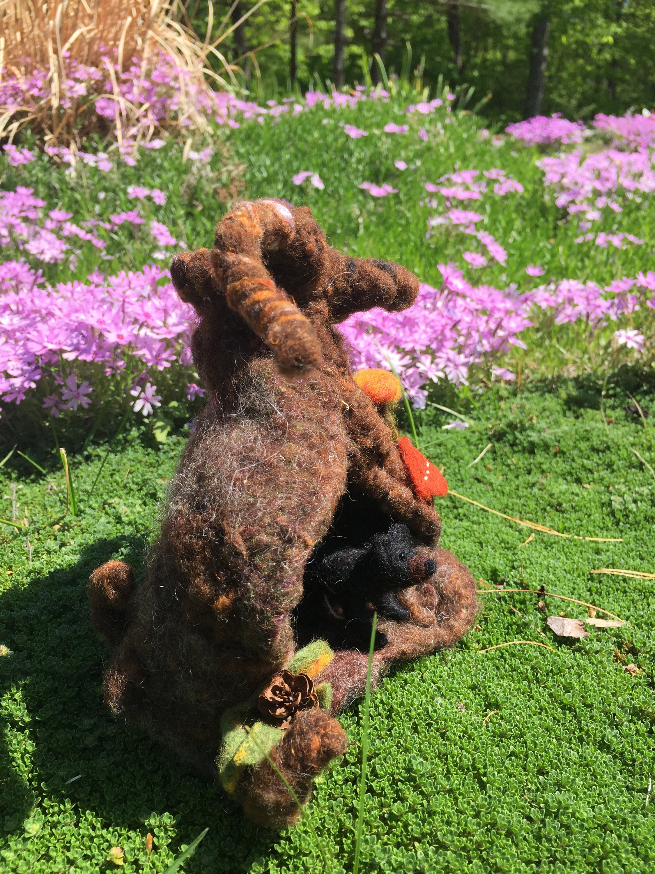 Needle Felted, Hollow Log With Bear Soft Sculpture-hand Made-felt Bears ...