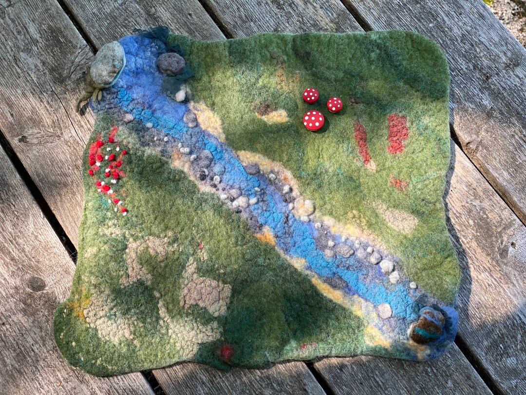 Waldorf Inspired,play Scape ,wet Felted Mat,felted Play Mat,montessori ...
