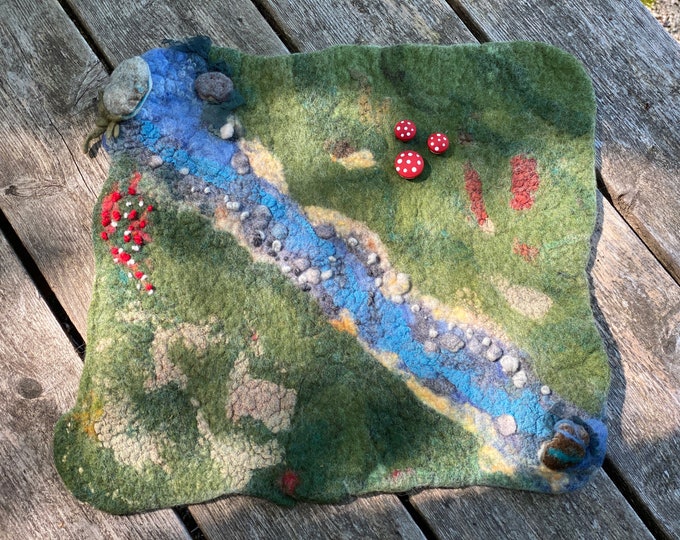 Waldorf Inspired,play Scape ,wet Felted Mat,felted Play Mat,montessori ...
