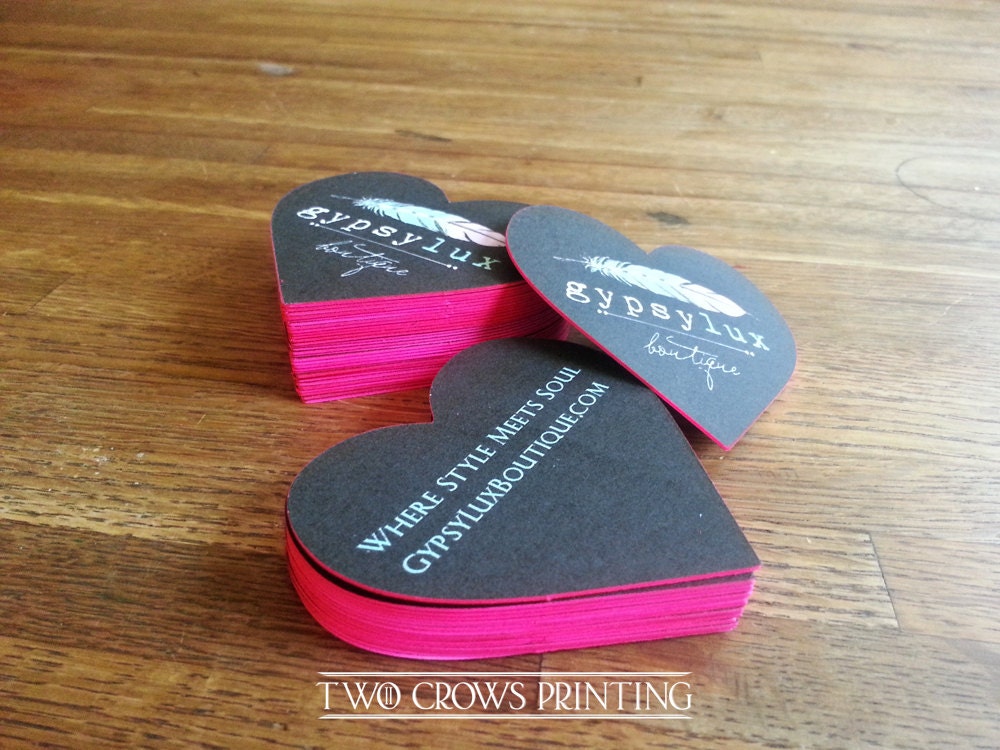 Heart Shaped Edge Painted Business Cards Die Cut Corners | Etsy