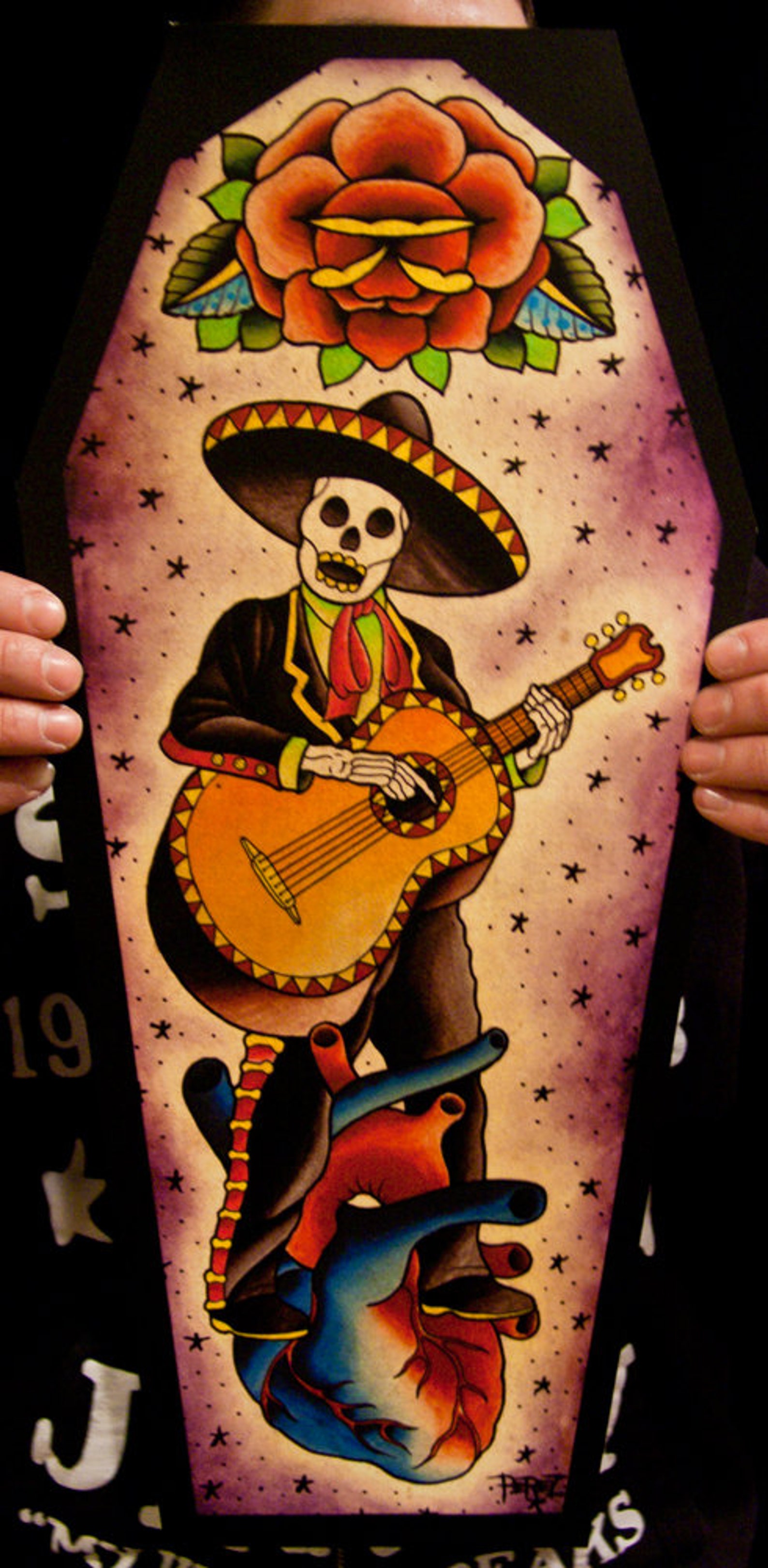 Mariachi Heart Coffin Shaped Print Day of the Deaddia De - Etsy
