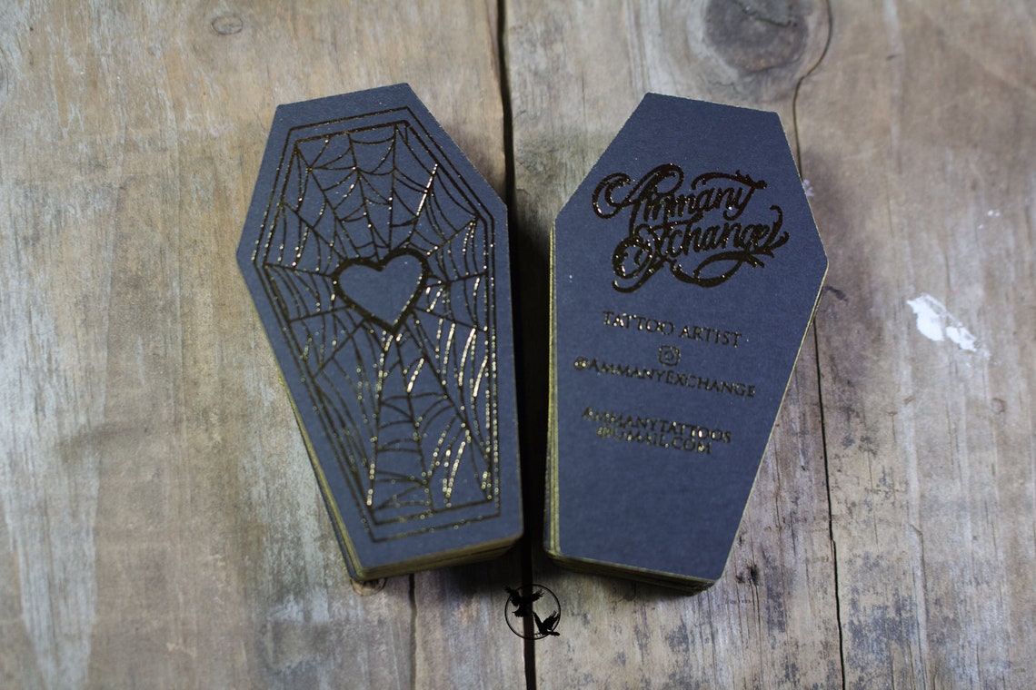 Coffin Shaped Foil Printed Business Cards, 18pt Thickness, 50-500 - Etsy