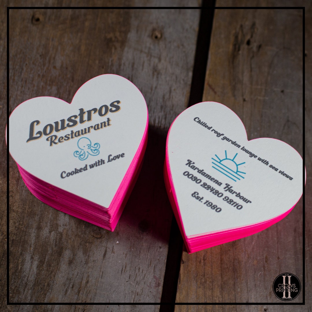 Heart Shaped, Edge Painted, Business Cards, Die Cut Corners, 50, 100 ...