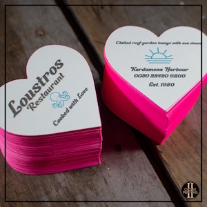 Heart Shaped, Edge Painted, Business Cards, Die Cut Corners, 50, 100 ...