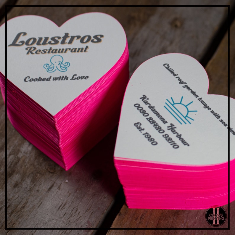 Heart Shaped, Edge Painted, Business Cards, Die Cut Corners, 50, 100 ...
