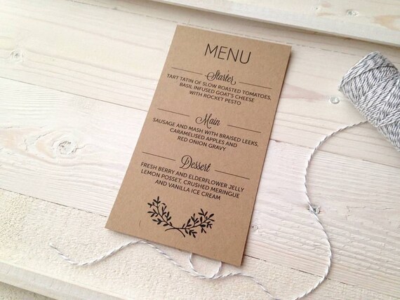 100 KRAFT Paper Menus Kraft Menus Food Menus Custom Menus | Etsy