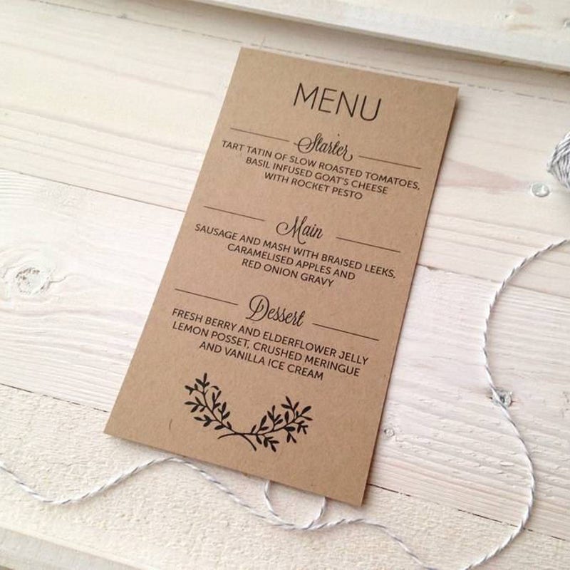 Kraft Menus - Etsy