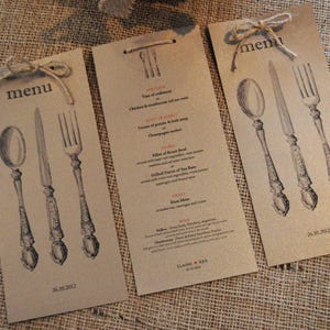 50 Kraft Paper MENUS PERSONALIZED - Etsy