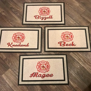 Firefighter Rug/ Firefighter Gift Personalized Door Mat/ Firefighter ...