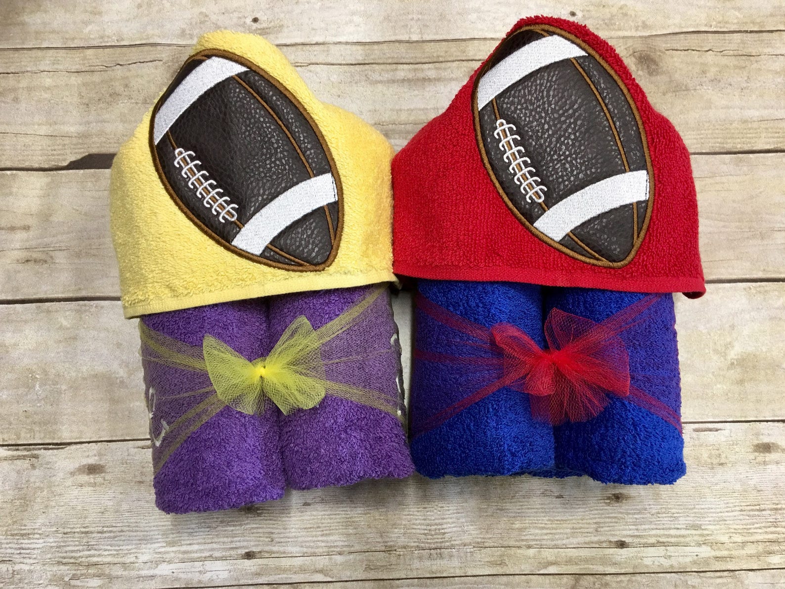 Football Hooded Towel/ Football Gifts Personalized/ Football Baby ...