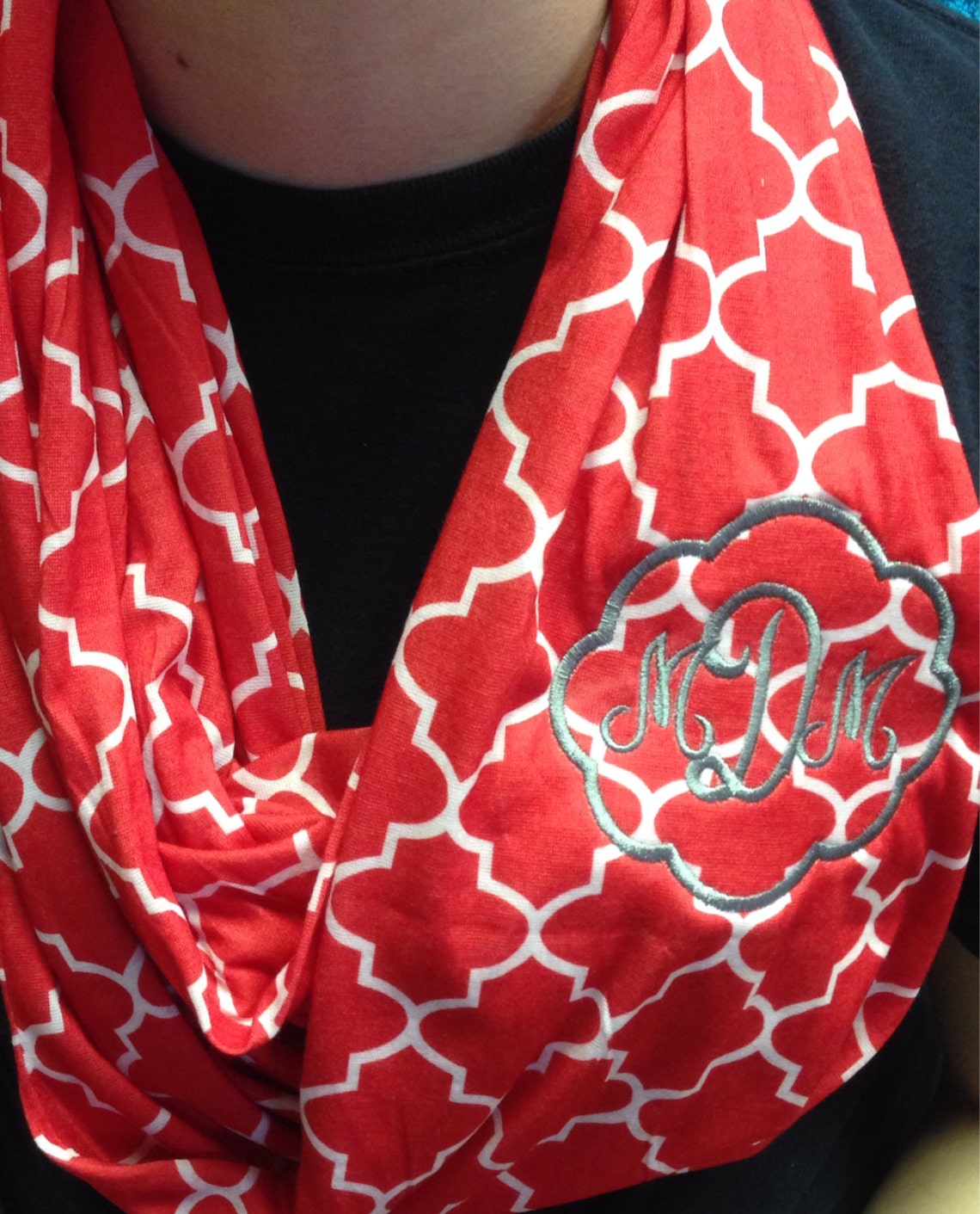 Monogrammed Infinity Scarf/ Monogrammed Women's Scarf/ Monogrammed ...