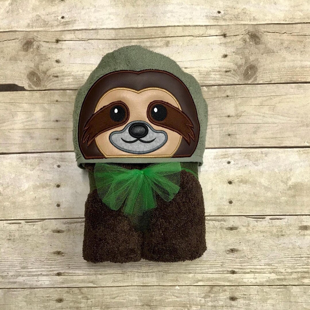 Sloth Hooded Towel/ Rain Forest Animal Themed Baby Shower Gift/ Animal ...