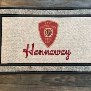 Firefighter Rug/ Firefighter Gift Personalized Door Mat/ Firefighter ...