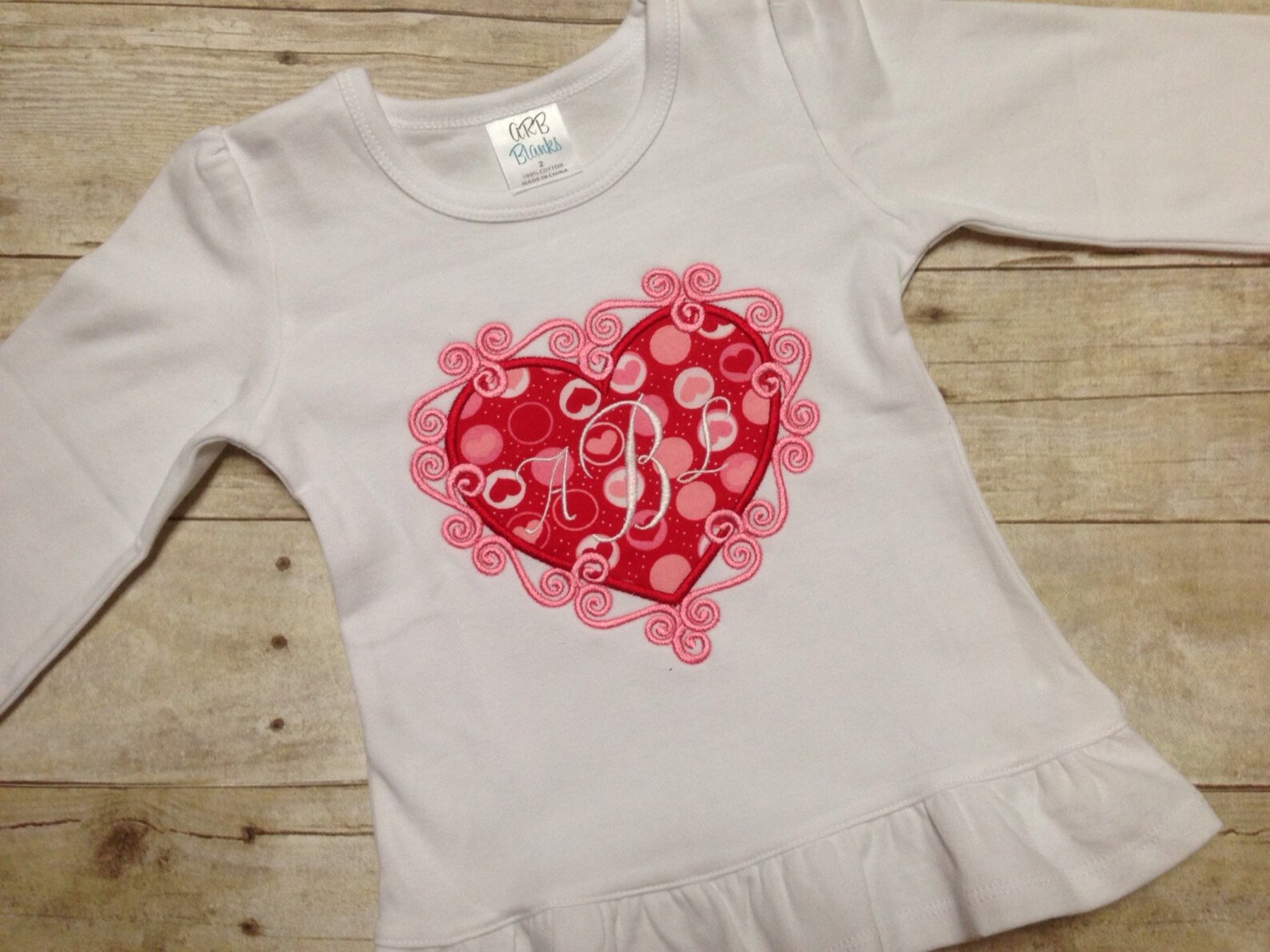 Personalized Girls Valentine Heart Shirt/ Girls Heart Scroll Shirt ...