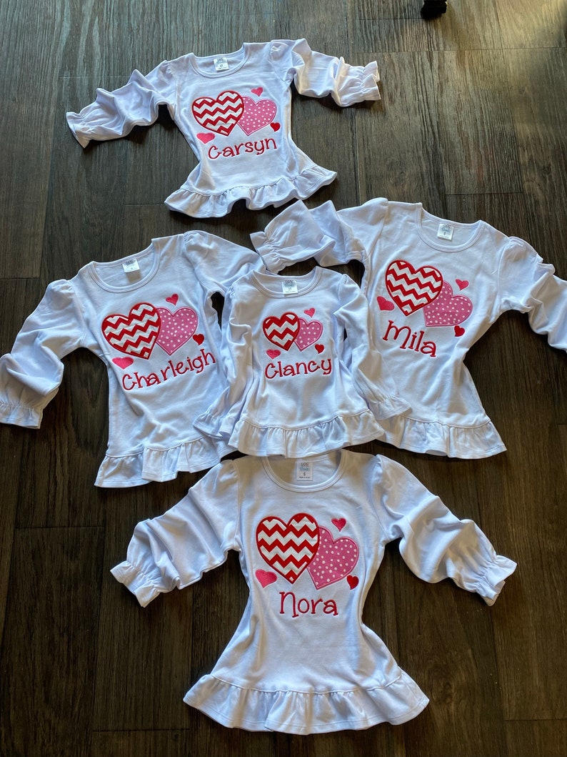 Personalized Girls Valentine's Day Heart Shirt/ - Etsy