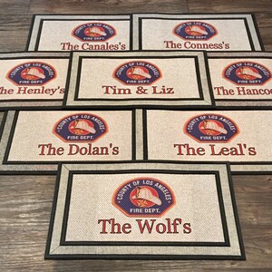 Firefighter Rug/ Firefighter Gift Personalized Door Mat/ Firefighter ...
