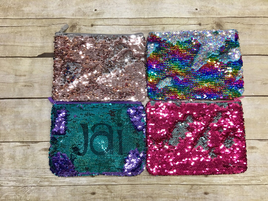 Sequin Makeup Bag/ Reversible Sequin Cosmetic Bag/ Mermaid Sequin ...