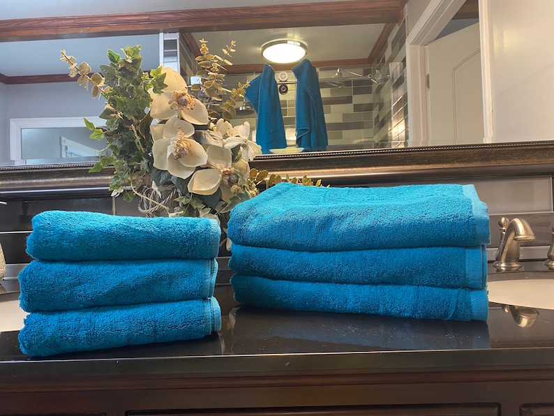Teal Bath Towel, Teal Bath Towel Set, Cotton Bath Towels, Teal Towel ...
