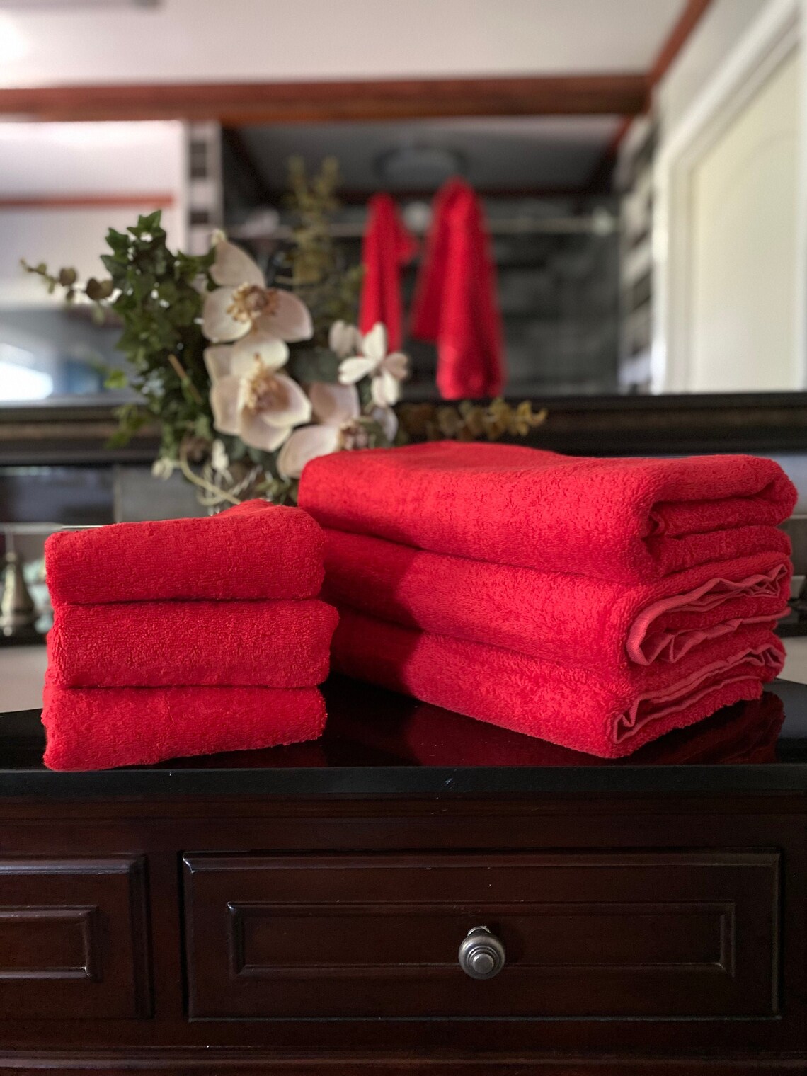 Red Bath Towel Red Bath Towel Set Cotton Bath Towels Red | Etsy