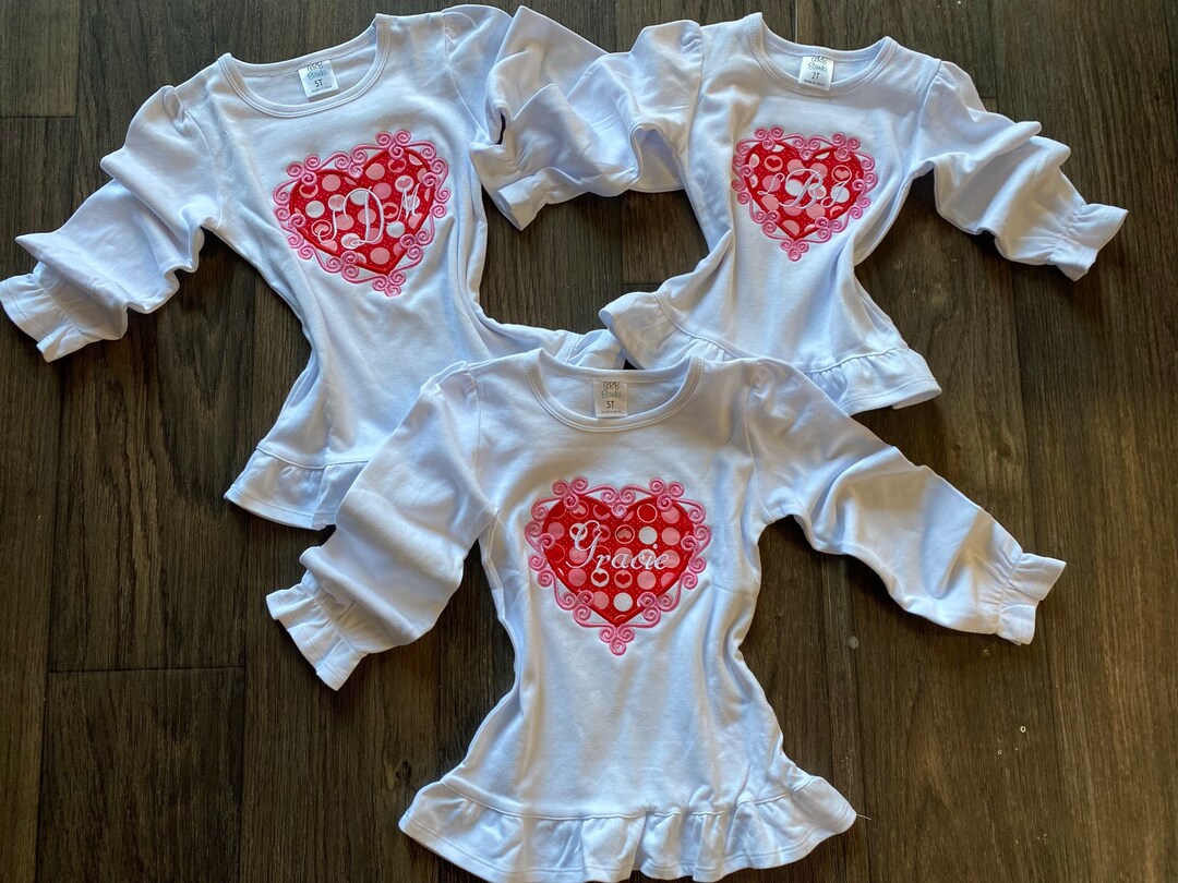 Valentine's Day Heart Shirt/ Girls Heart Shirt/ Girls Valentine Shirt ...