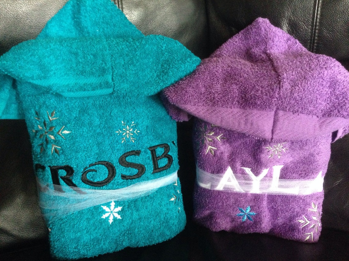 Personalized Elsa & Anna Inspired Hooded Towel/ Frozen Towel/ Disney ...