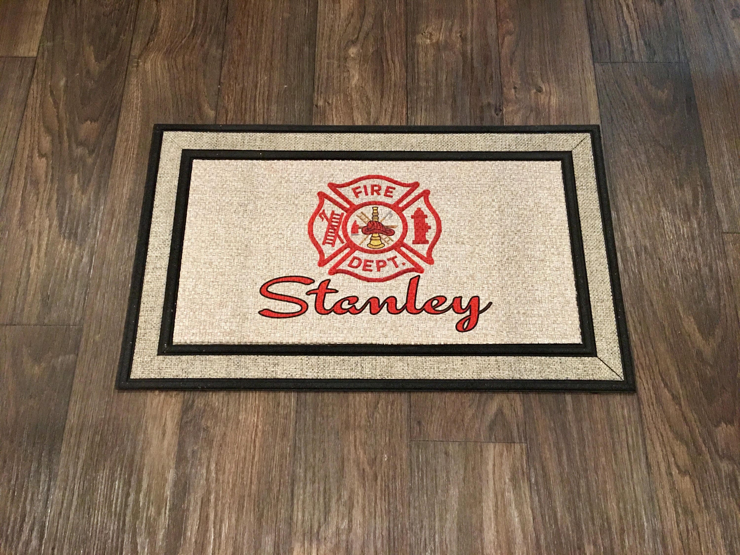 Firefighter Rug/ Firefighter Gift Personalized Door Mat/ Firefighter ...