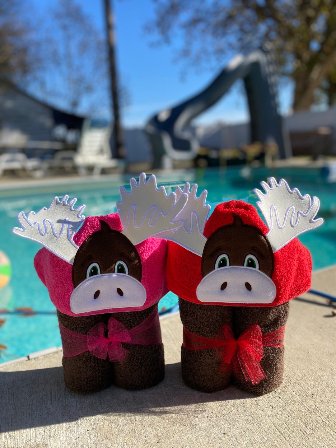 Moose Hooded Towel/ Reindeer Hooded Towel/ Animal Themed Baby Shower ...