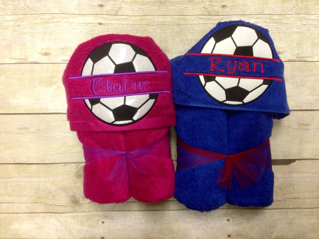 Personalized Boys Soccer Hooded Towel/boys Soccer Ball Towel/sports ...