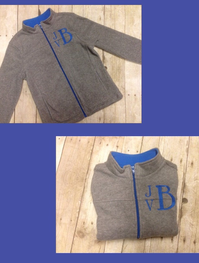 Monogrammed Kids Fleece Jacket/ Monogrammed Boys Full Zip Fleece Coat ...