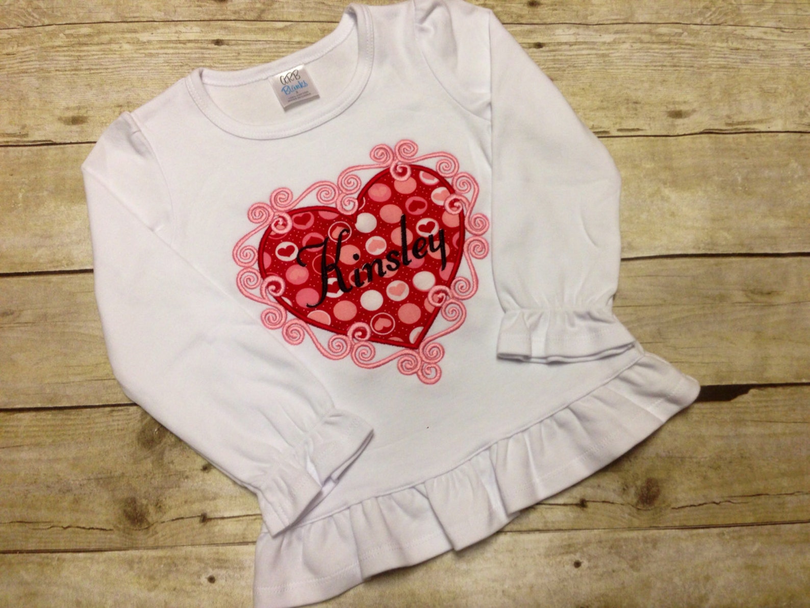 Personalized Girls Valentine Heart Shirt/ Girls Heart Scroll Shirt ...