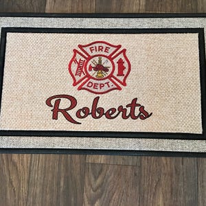 Firefighter Rug/ Firefighter Gift Personalized Door Mat/ Firefighter ...