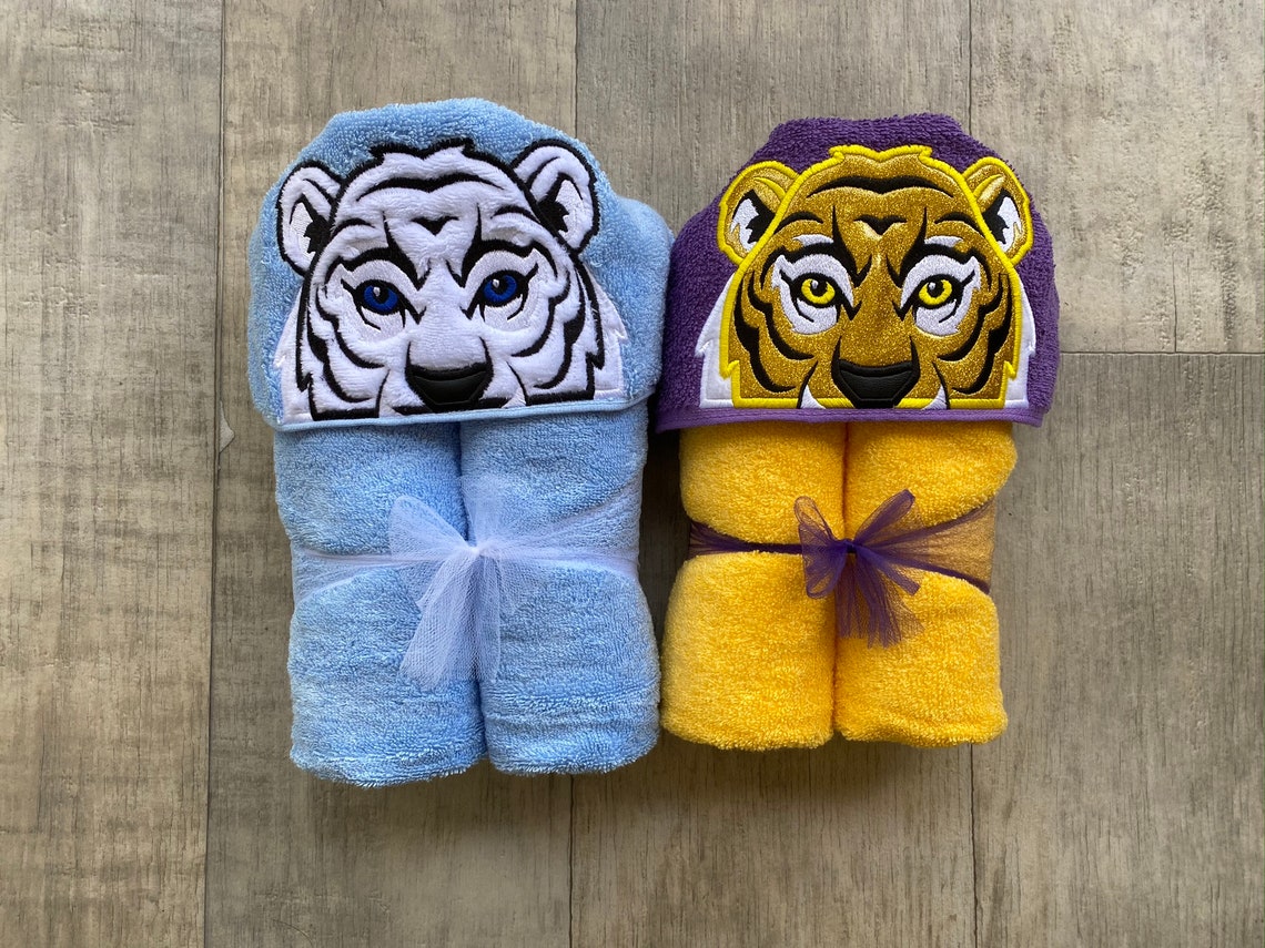 White Tiger Hooded Towel/ Tiger Hooded Towel/ Kids Hooded - Etsy