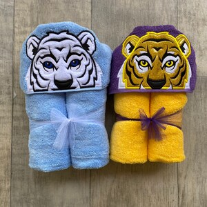 White Tiger Hooded Towel/ Tiger Hooded Towel/ Kids Hooded Towel/ Animal ...