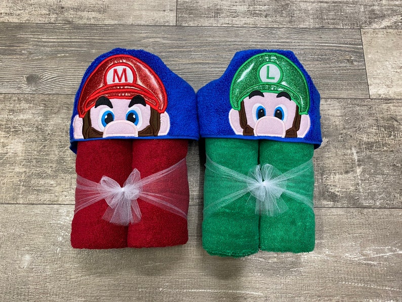 Plumber Brothers Hooded Towel/ Gaming Hooded Towel/ Super | Etsy