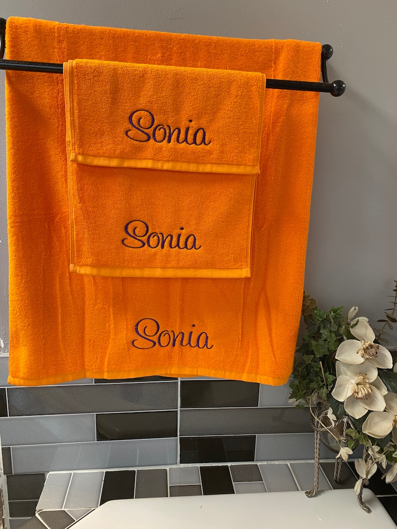 Orange Bath Towel Orange Bath Towel Set Cotton Bath Towels - Etsy