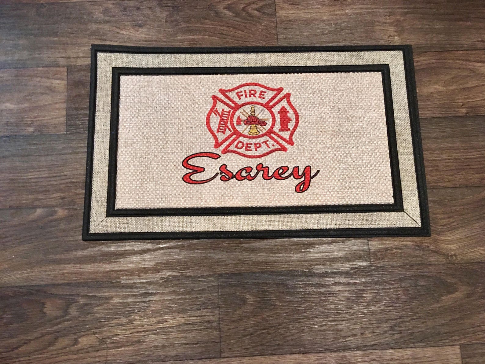 Firefighter Rug/ Firefighter Gift Personalized Door Mat/ Firefighter ...