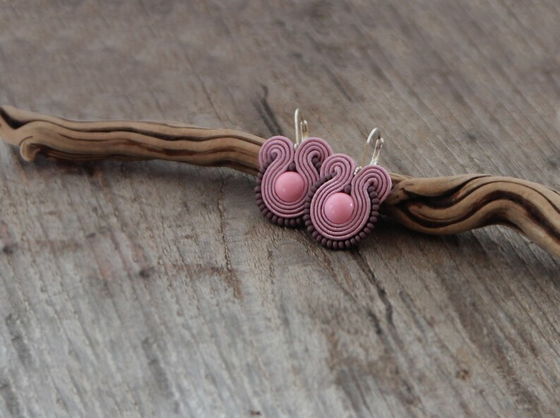 Light Pink Soutache Earrings, Soft Pink Earrings , Blush Pink Jewelry ...