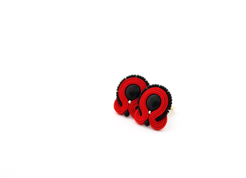 Red Clip on Earrings Black and Red Clip On - Etsy