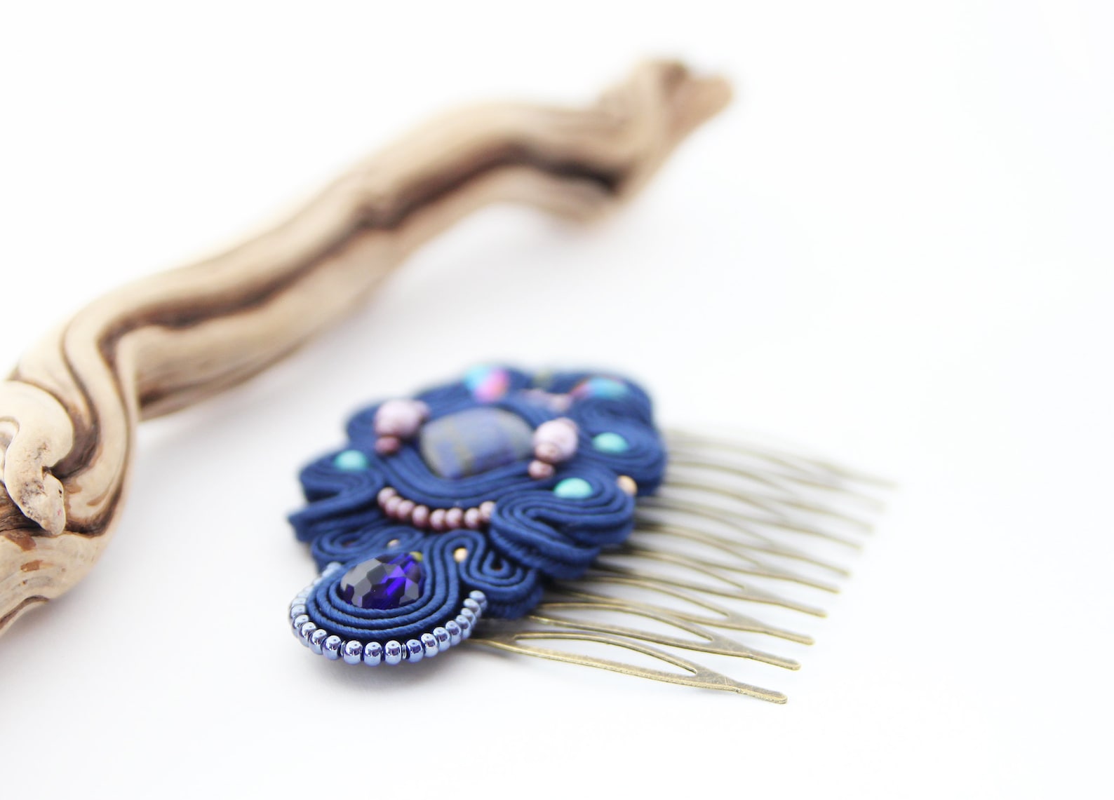 Dark Blue Hair Comb Hair Fascinator Decorative Comb - Etsy