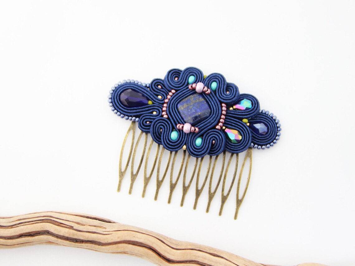 Dark Blue Hair Comb Hair Fascinator Decorative Comb - Etsy